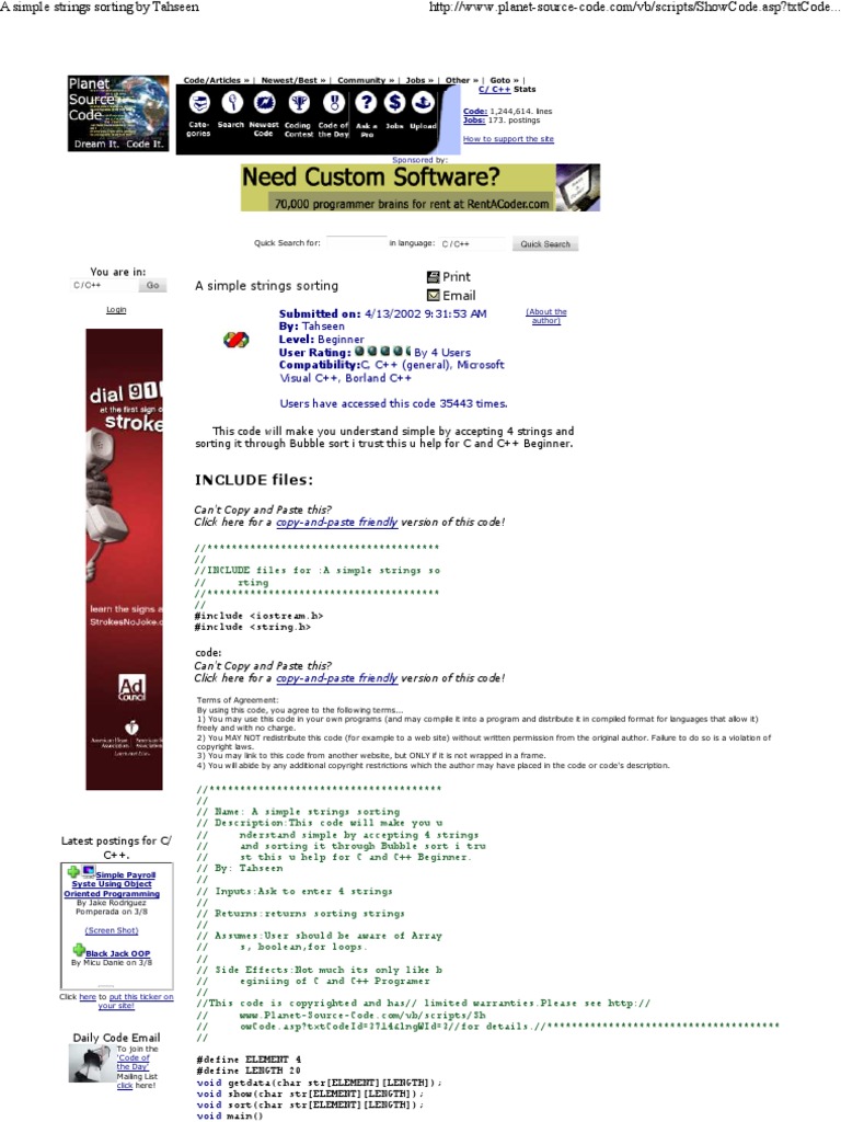 A Simple Strings Sorting By... | PDF | Internet Forum | Computing