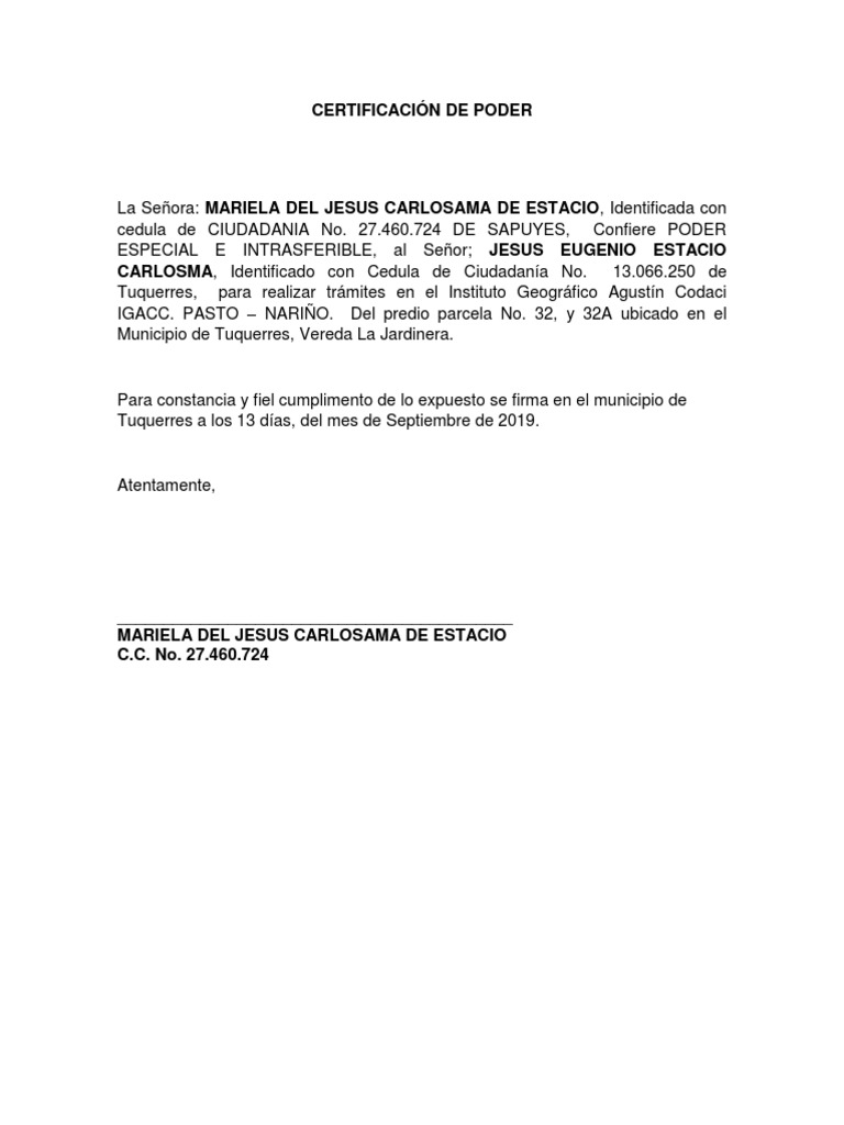 Certificación de Poder