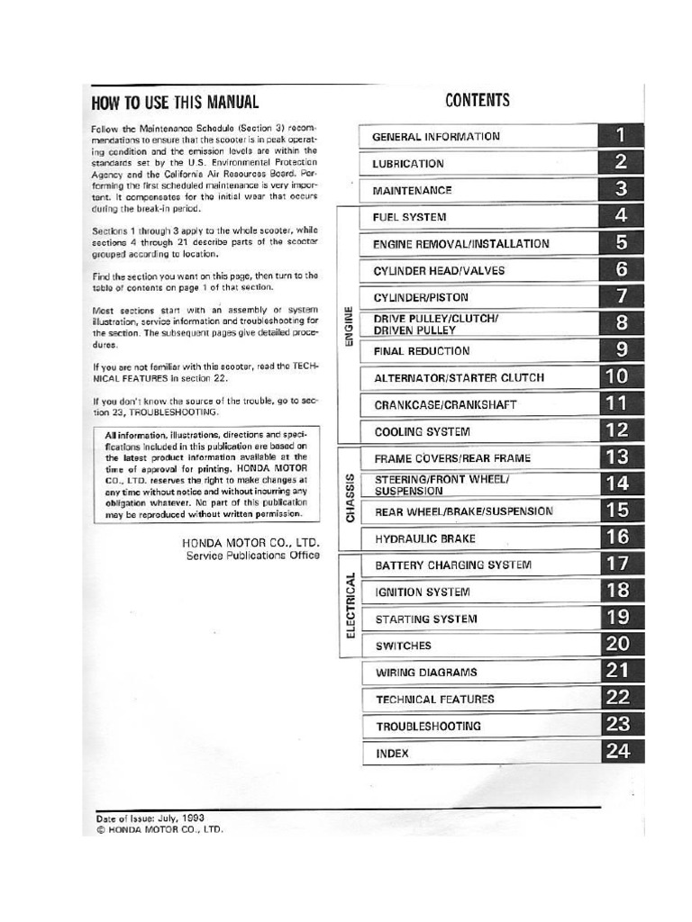 Honda CN250 Service Manual PDF | PDF