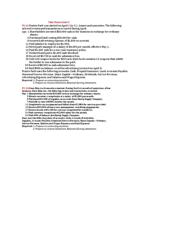 Take Home Exam 3 Prin | PDF