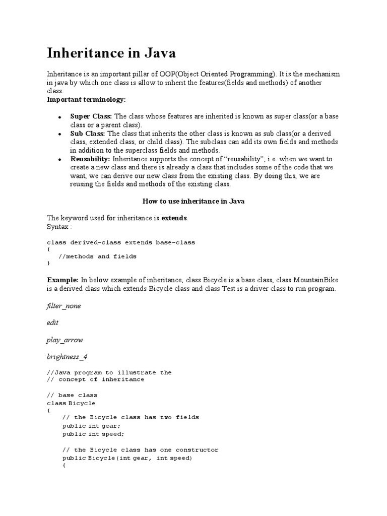 Inheritance in Java: Filter - None Edit Play - Arrow Brightness - 4 ...