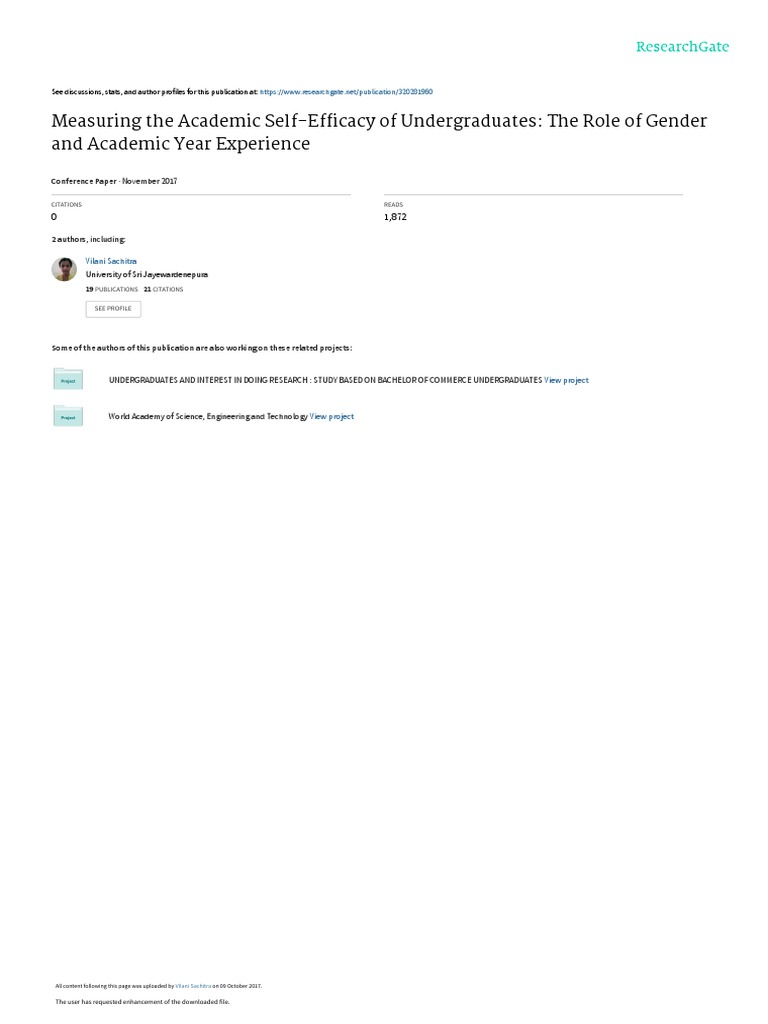 Measuring The Academic Self-Efficacy of Undergraduates The Role of ...