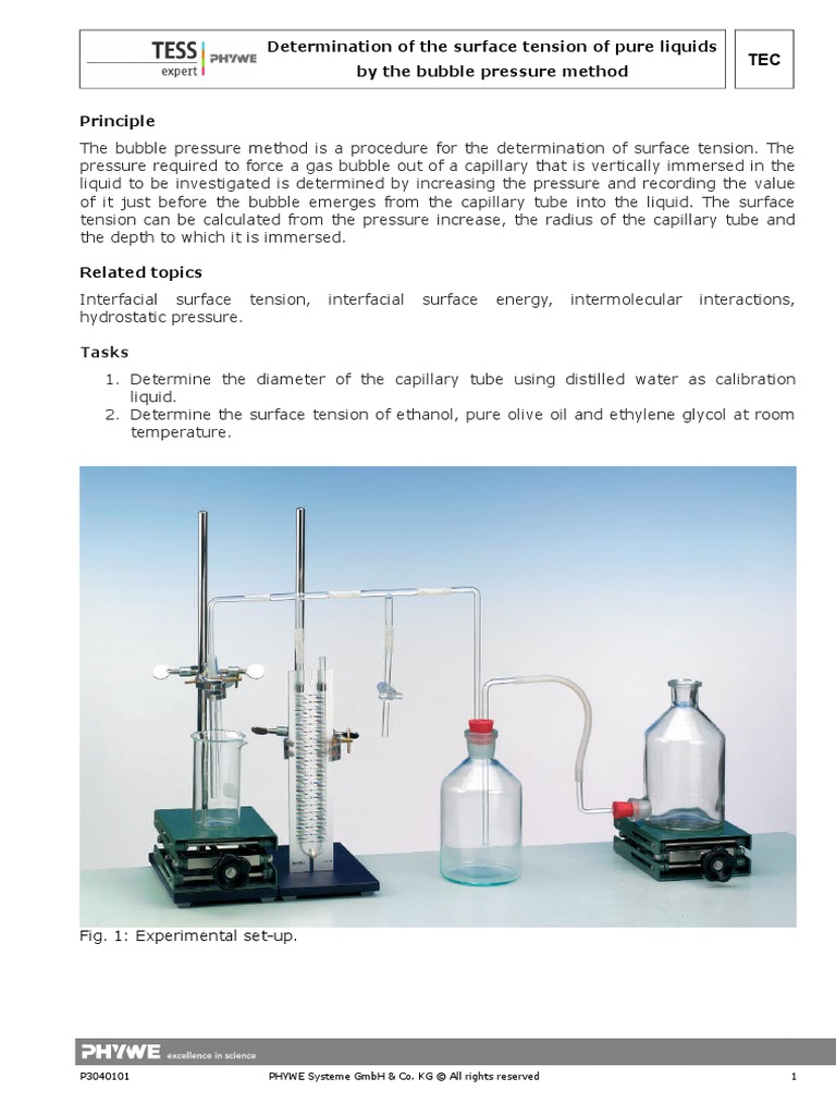Determination of The Surface Tension of Pure Liquids by The Bubble ...