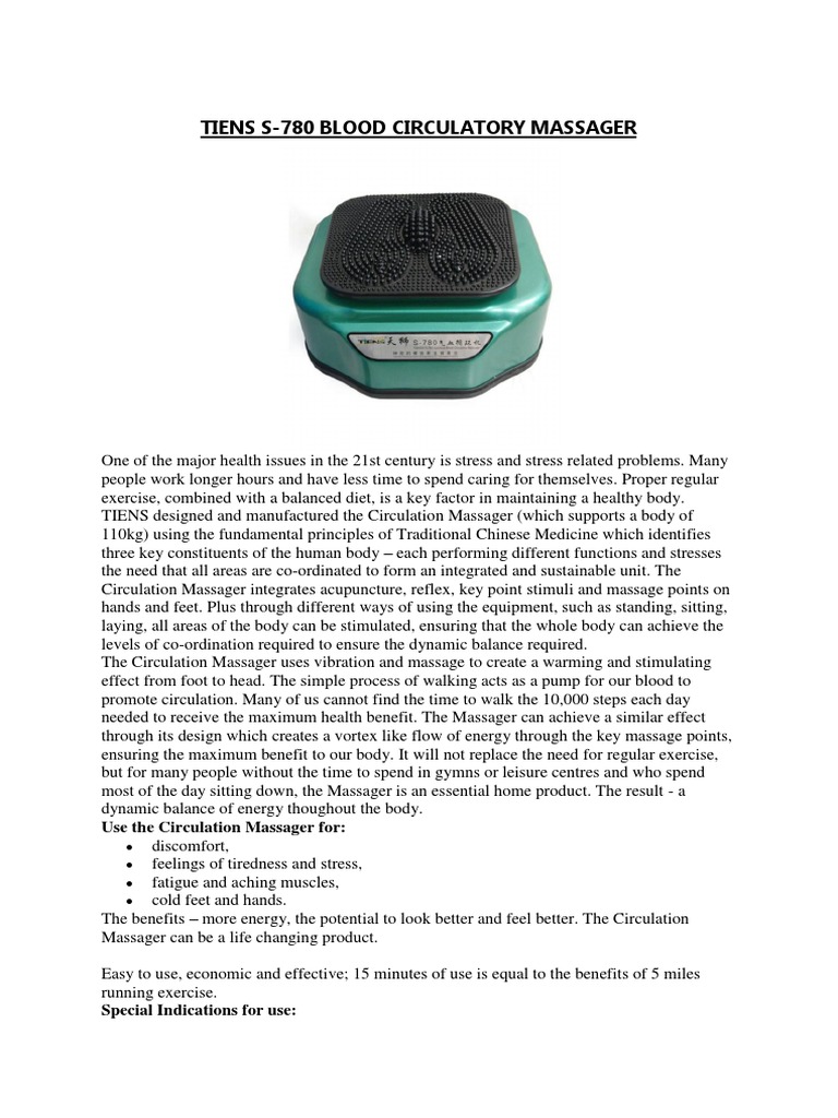 Tiens S-780 Blood Circulatory Massager: Use The Circulation Massager ...