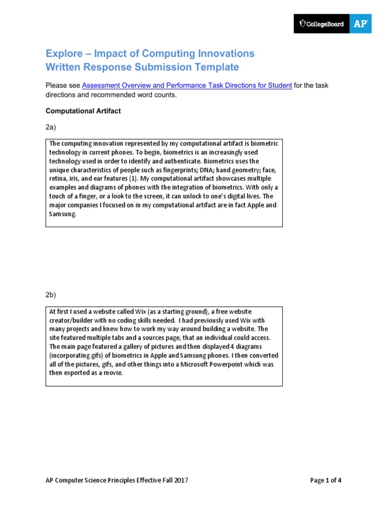 APCSP Written Responses | PDF | Biometrics | Fingerprint