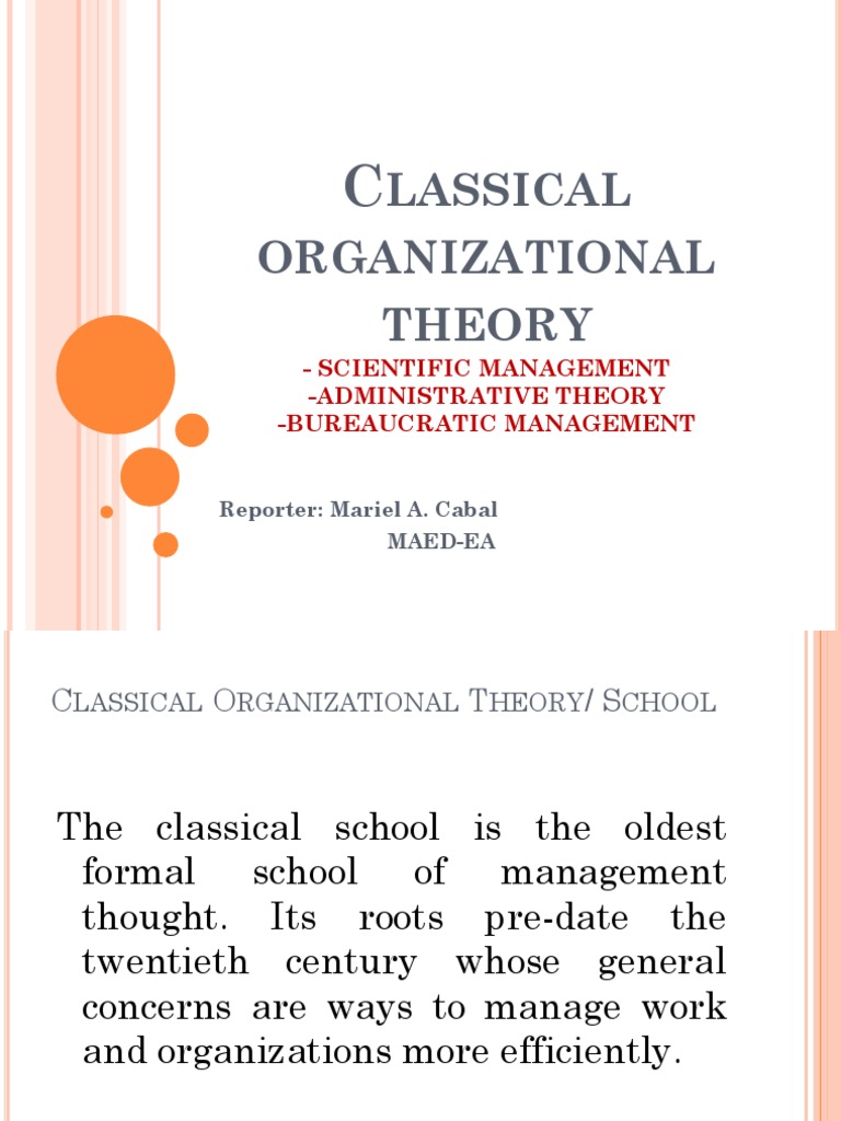 Classical Organizational Theory | PDF | Hierarchy | Employment