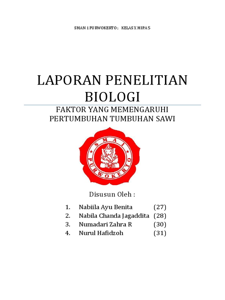 Contoh Laporan Penelitian Biologi | PDF