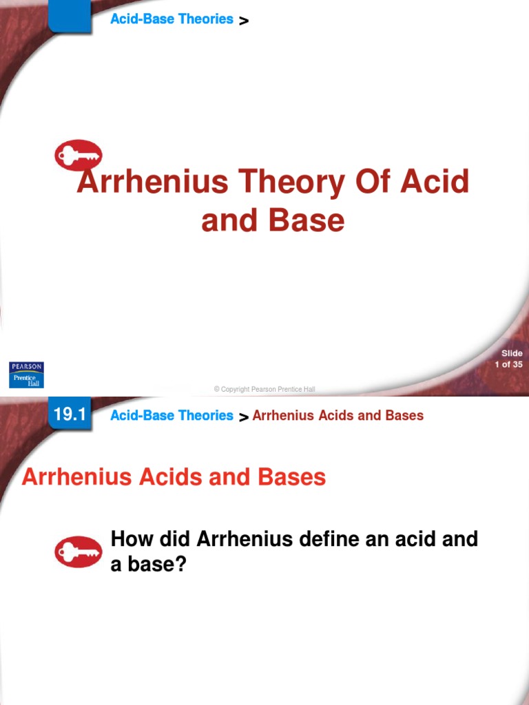 Arrhenius Theory of Acid and Base: Acid-Base Theories Acid-Base ...