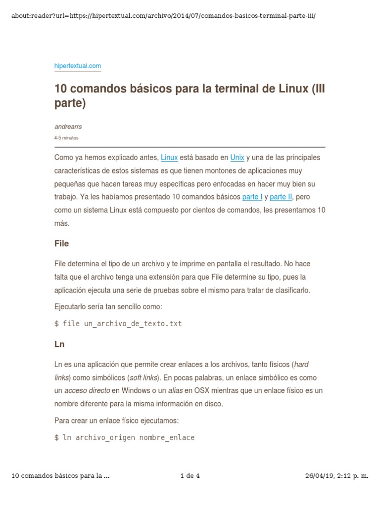10 Comandos Básicos Para Usar en La Terminal de Linux_3 | PDF | Interfaz de línea de comando ...
