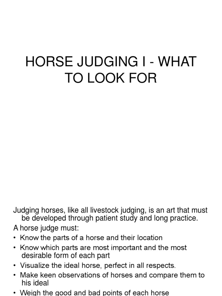 Horse Judging I - What To Look For | PDF | Horses | Domesticated Animals