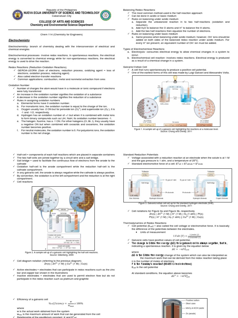 CHEM 114 Lecture Handout Electrochemistry | Download Free PDF | Redox ...