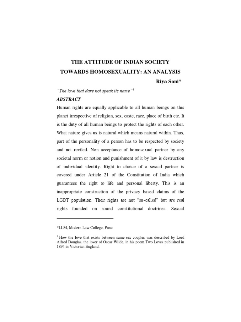Indian Society's View on Homosexuality | PDF | Homosexuality | Applied ...