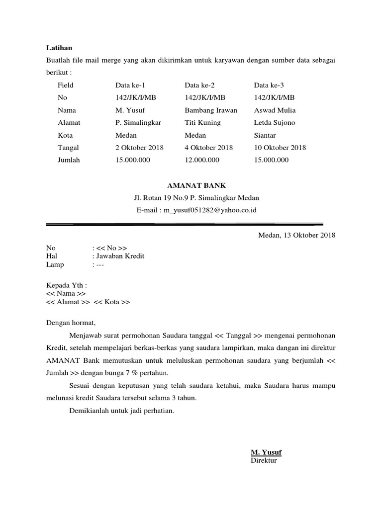 Latihan Mail Merge | PDF