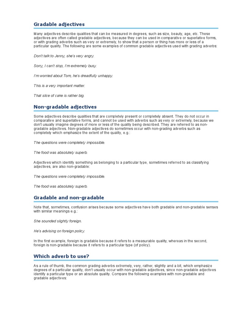 Gradable Adjectives Upper Intermediate | PDF | Adjective | Adverb