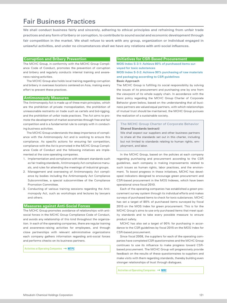 Fair Business Practices: Corruption and Bribery Prevention Initiatives ...