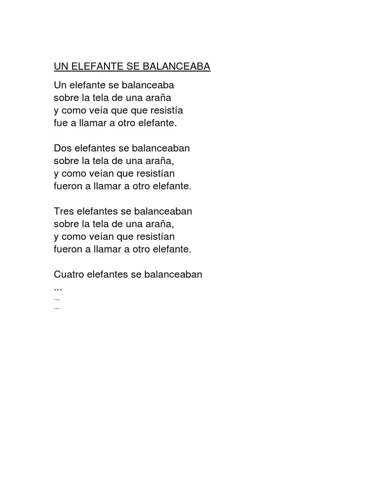 Un Elefante Se Balanceaba | PDF