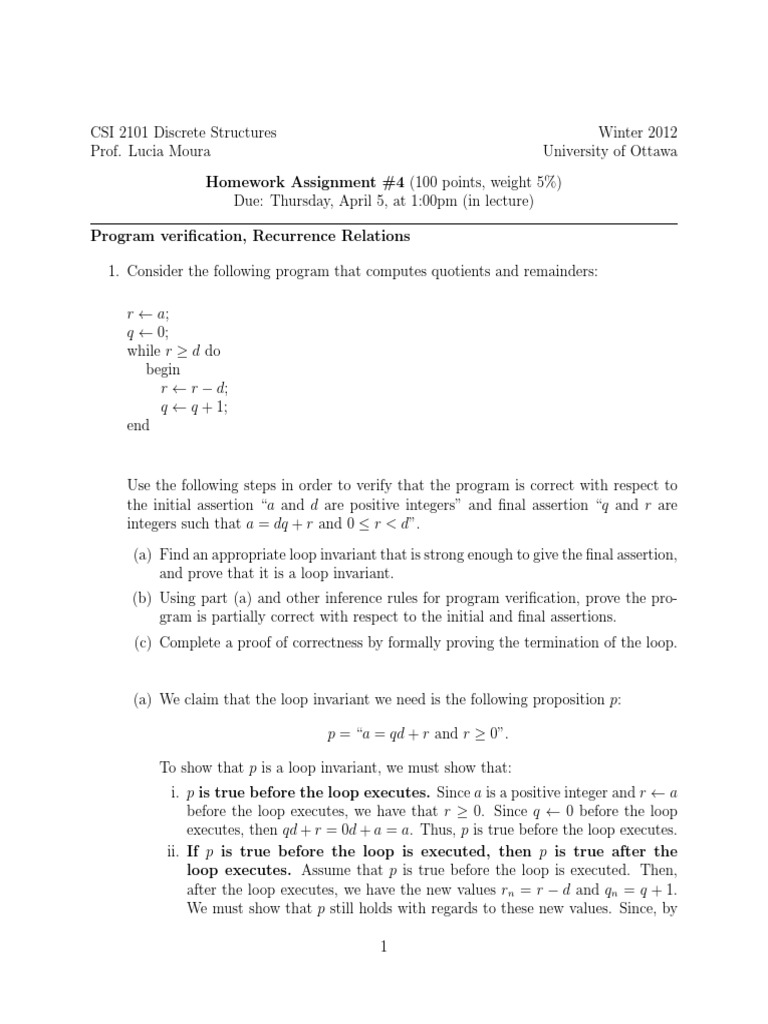 A4 Sol Pdf Recurrence Relation Theoretical Computer Science