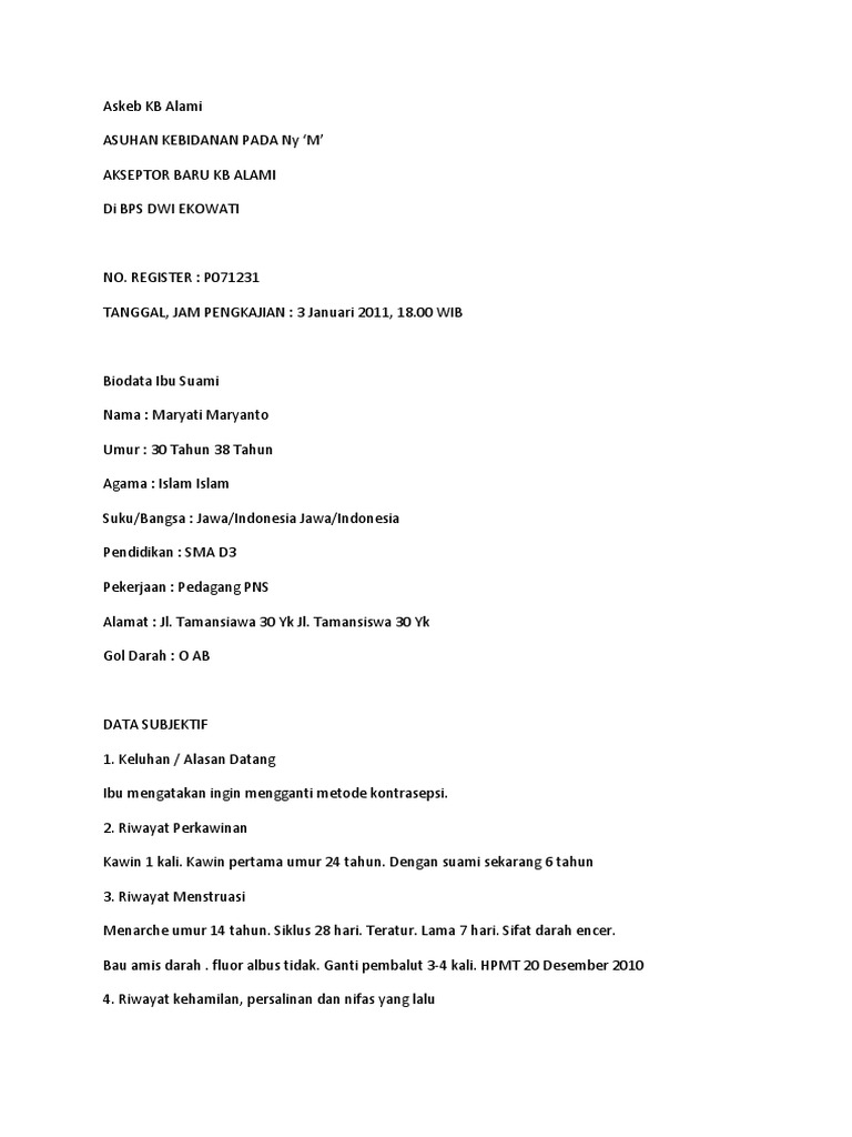 Askeb KB Alami | PDF | Pengembangan Diri | Kesehatan Holistik