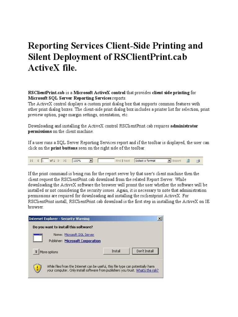 Configuring Silent Deployment of the SQL Server Reporting Services Client-Side Printing ActiveX ...