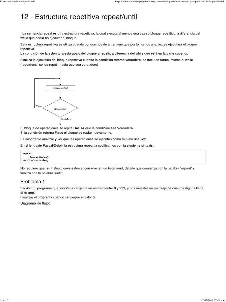 12-Estructura Repetitiva Repeat - Until | PDF | Programa de computadora ...