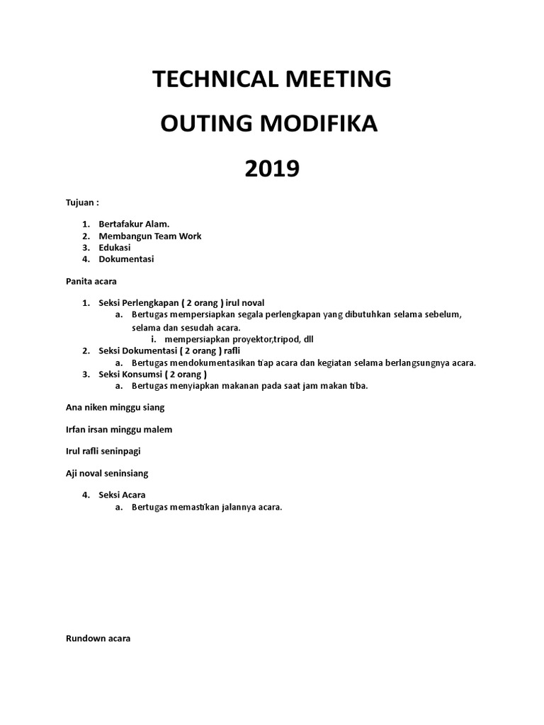 Rowndown Acara Outing | PDF