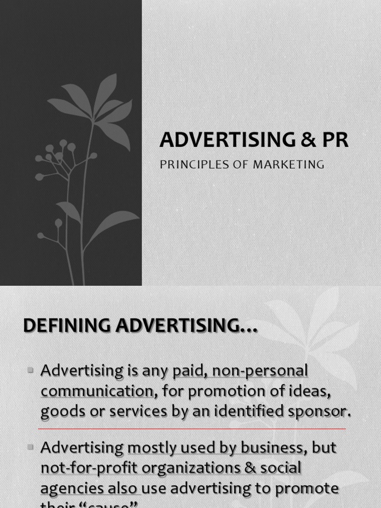 Advertising & PR: Principles of Marketing | PDF | Advertising | Mass Media