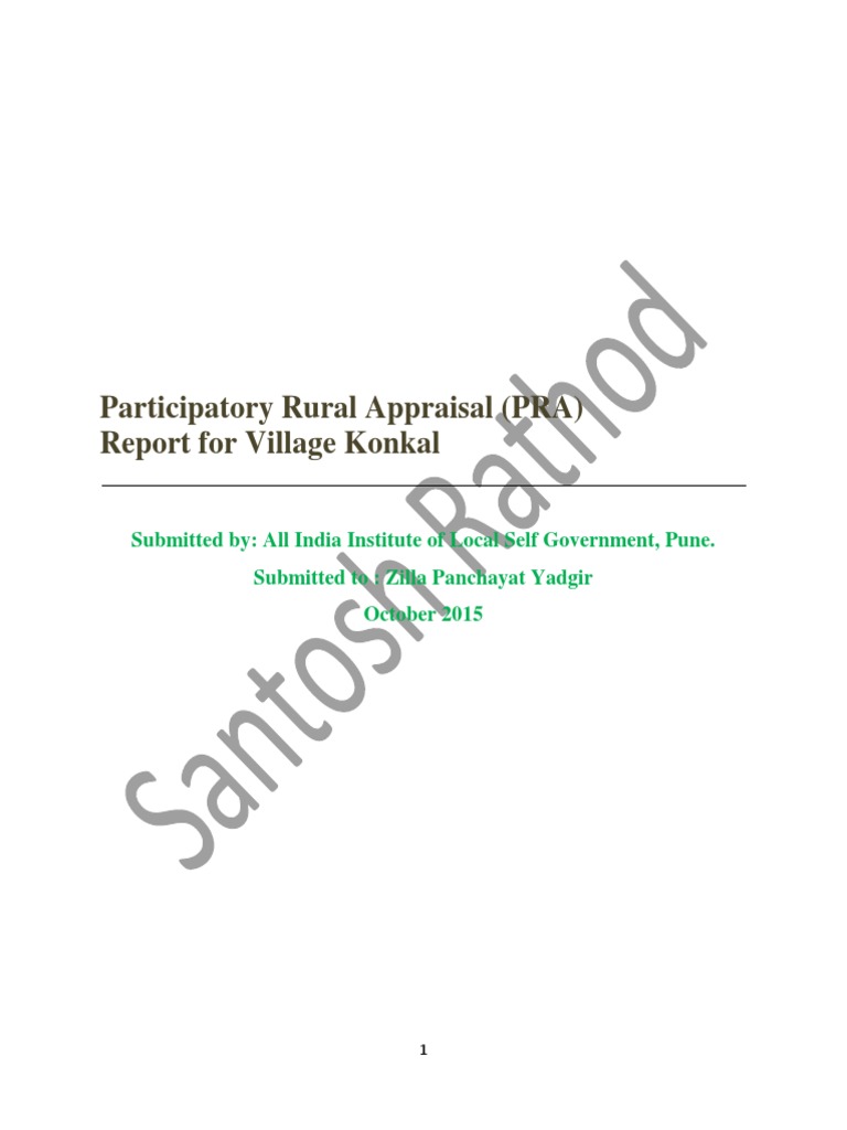 Participatory Rural Appraisal (PRA) Report For Village Konkal | PDF ...
