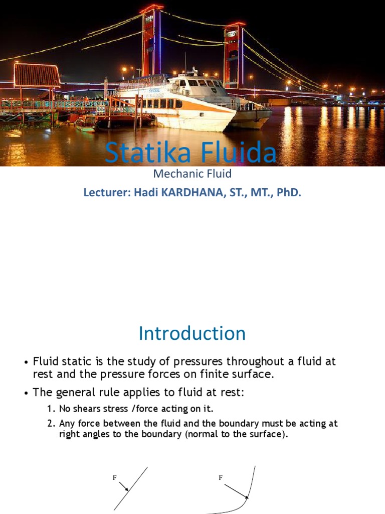 Statika Fluida: Lecturer: Hadi Kardhana, ST., MT., PHD | PDF | Pressure ...