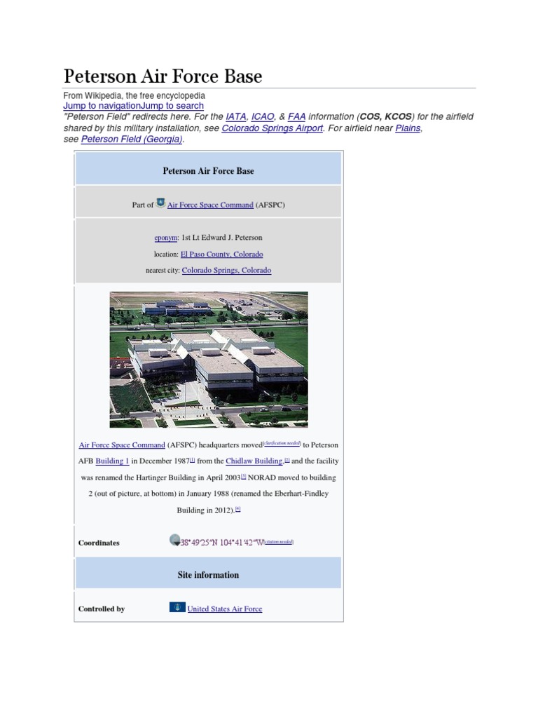 Peterson Air Force Base | PDF | Air Forces | Military Aviation