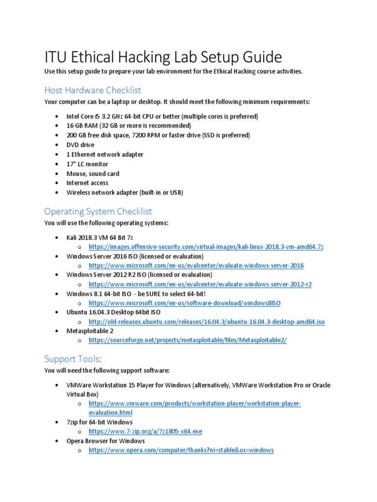 Ethical Hacking Lab Setup Guide Updated Pdf Active Directory File Transfer Protocol