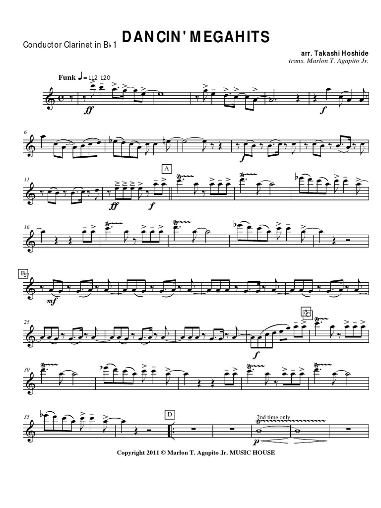 Dancin' Megahits: Conductor Clarinet in B 1 | PDF