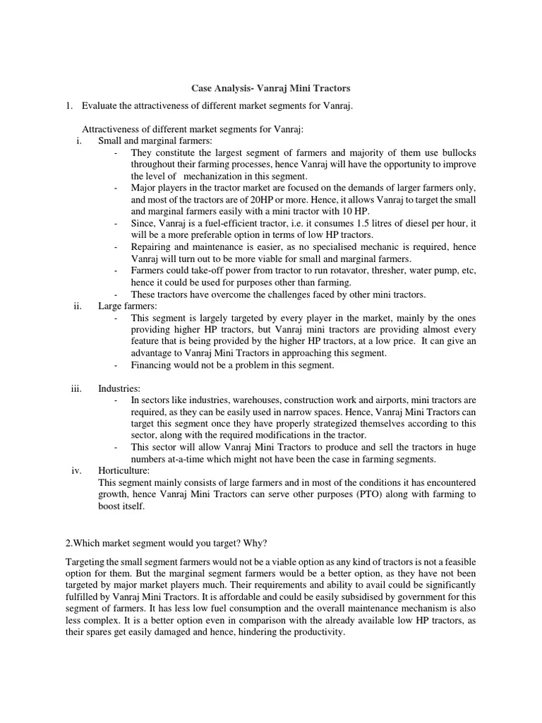 Case Vanraj | PDF | Tractor | Market Segmentation