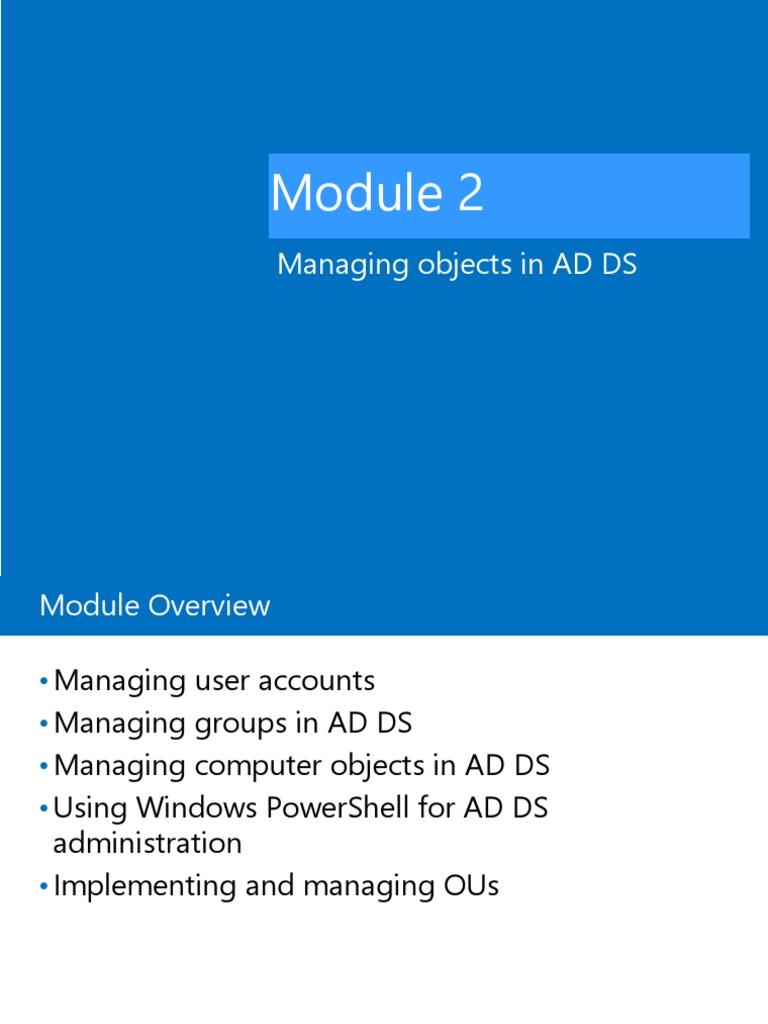 Managing Objects in AD DS | PDF | Active Directory | Superuser