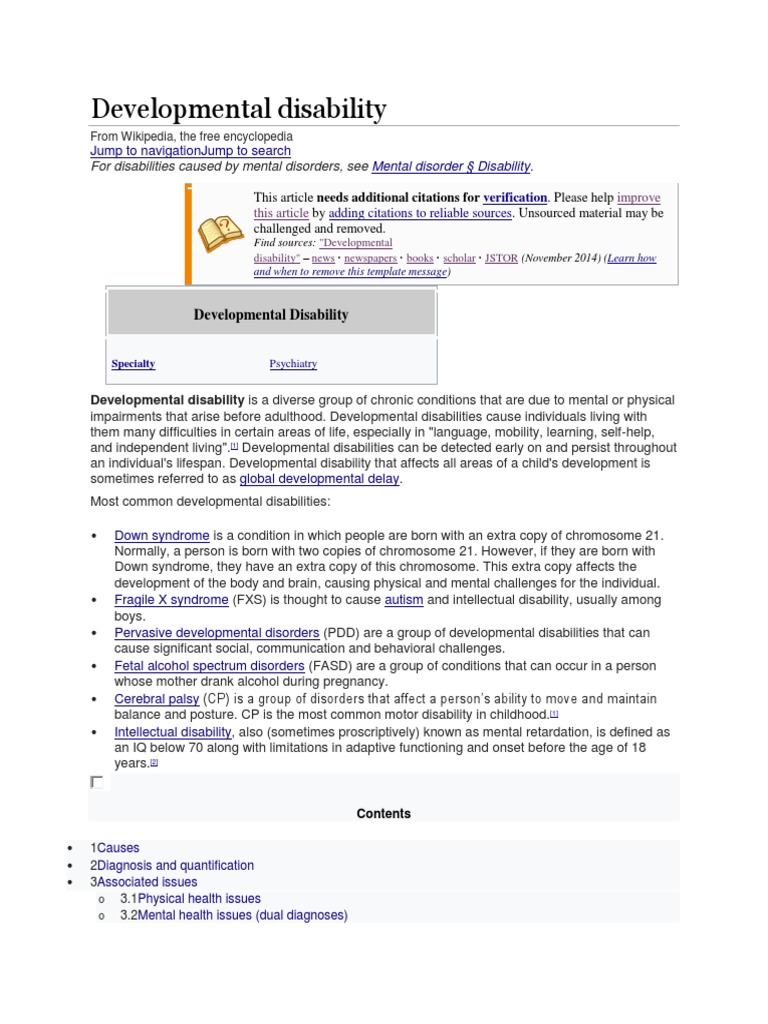 Developmental Disability | PDF | Developmental Disabilities ...