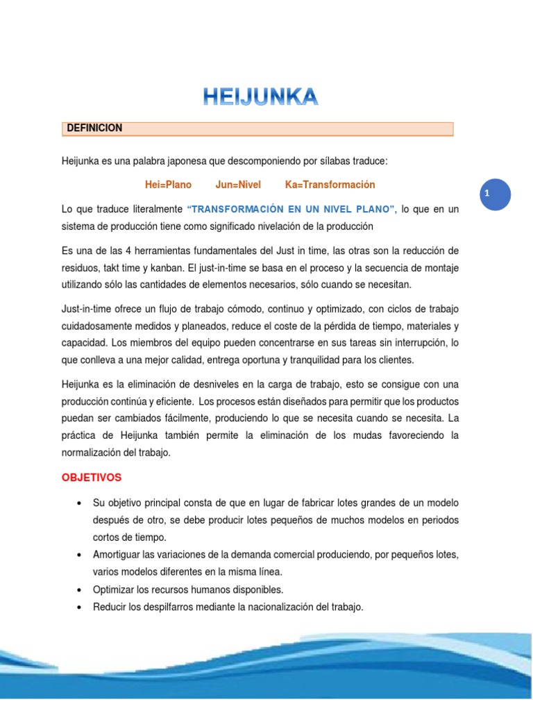 HEIJUNKA | PDF | Gestión de la cadena de suministro | Producción y ...