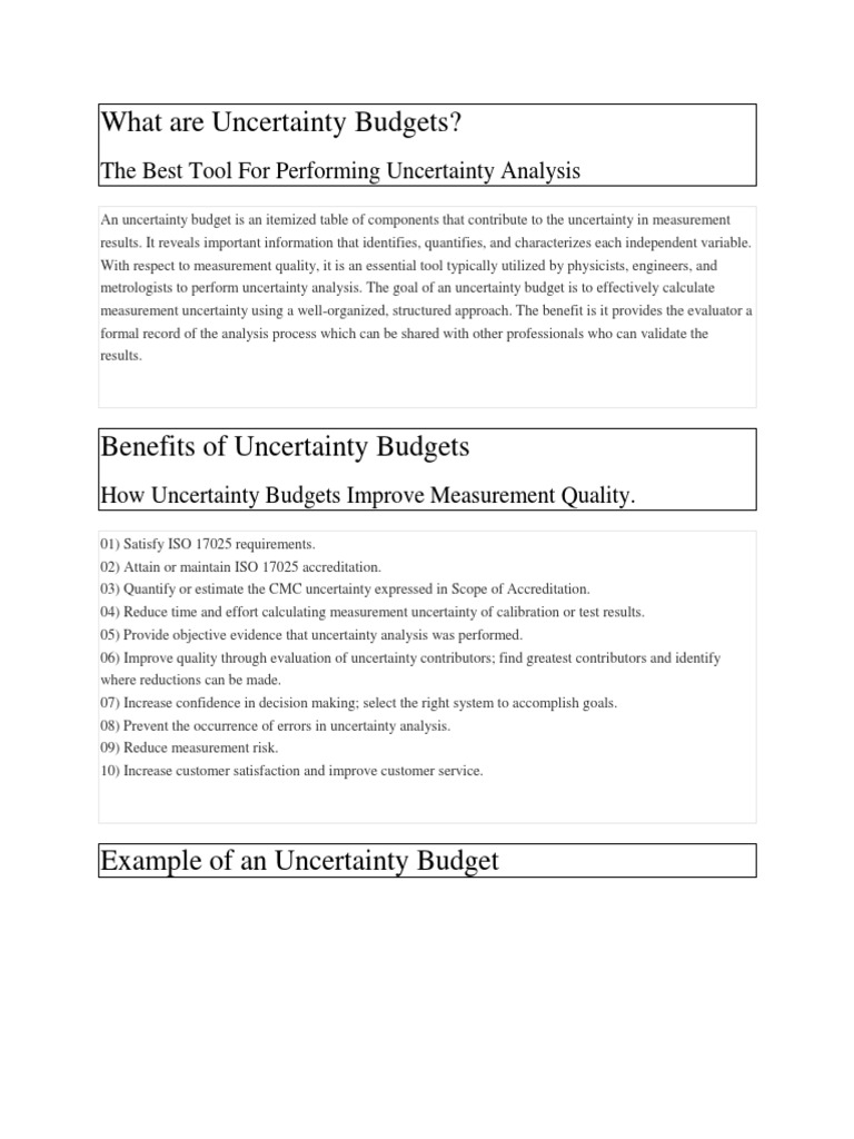 What Are Uncertainty Budgets | PDF | Scientific Method | Analysis