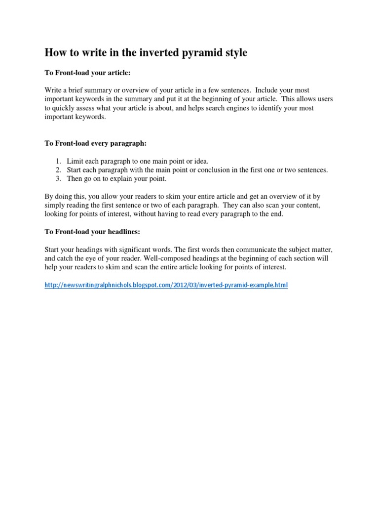 How To Write in The Inverted Pyramid Style | PDF