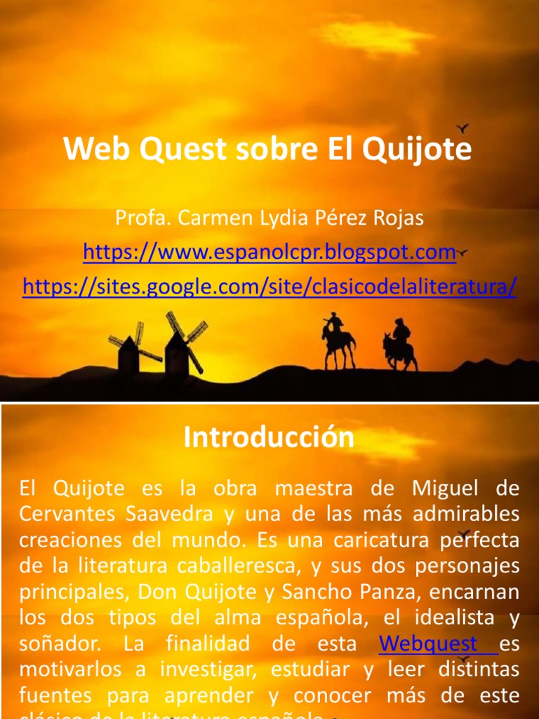 Web Quest: Explorando El Quijote | PDF | Don Quijote | Miguel De Cervantes
