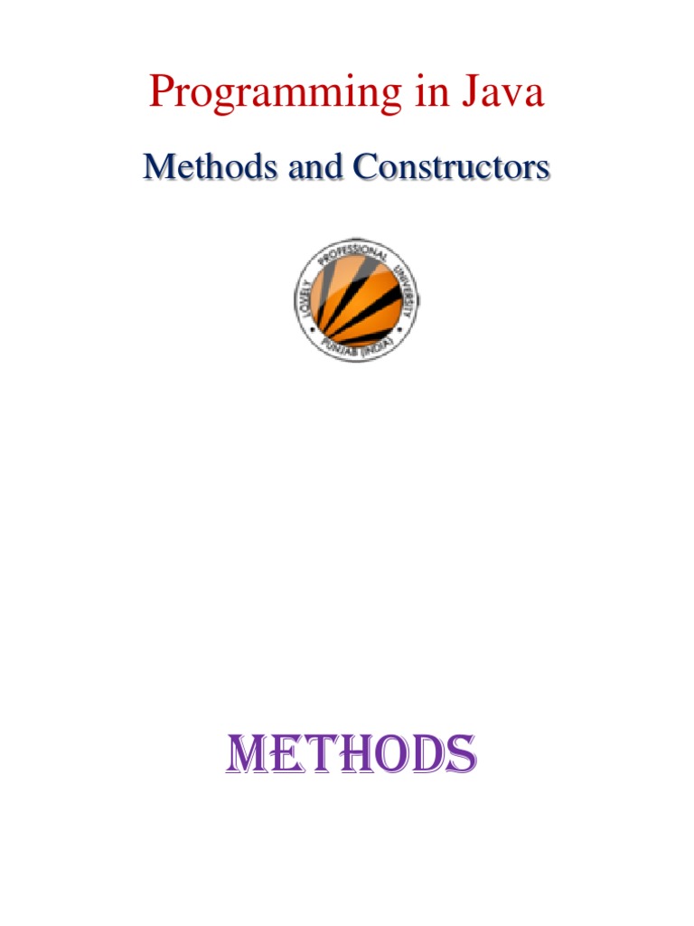 Programming in Java: Methods and Constructors | PDF | Method (Computer ...