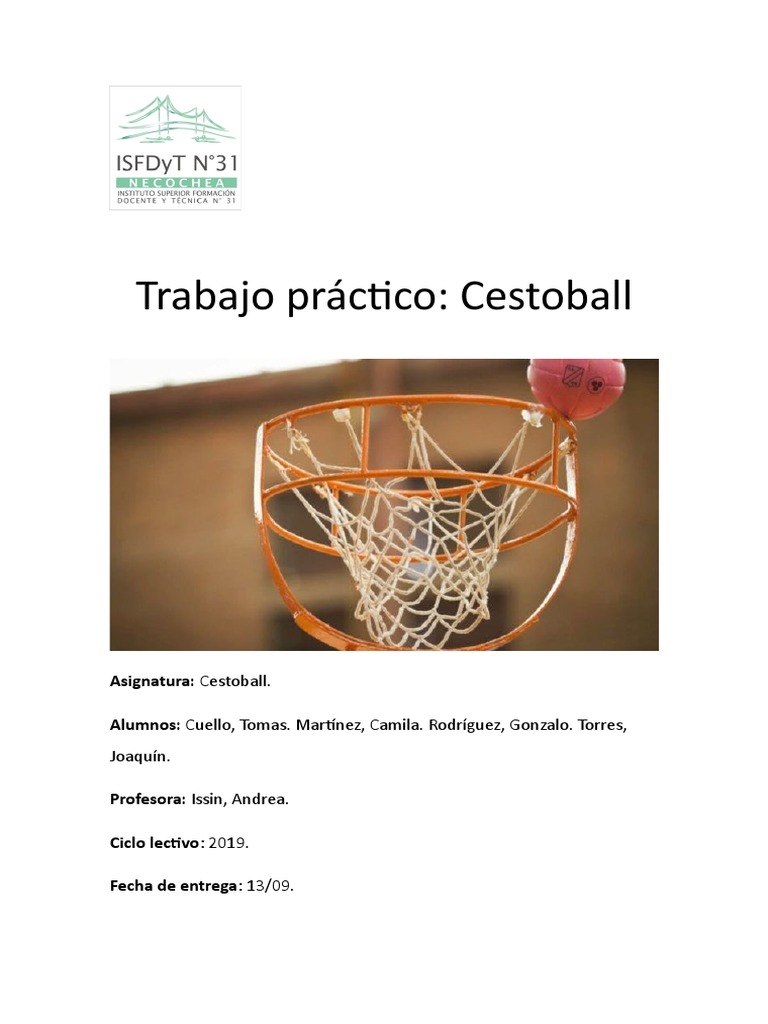 Trabajo Práctico Cestoball | Lanzador | Pelota