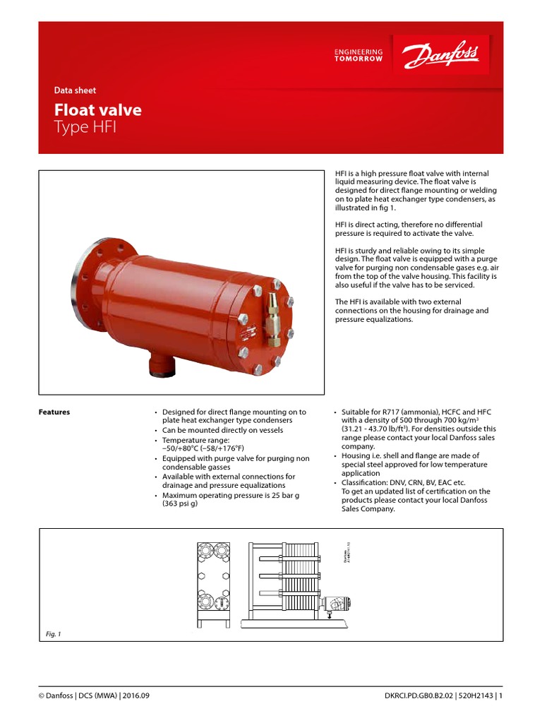 Float Valve Type Hfi Made Danfoss | PDF | Heat Exchanger | Valve