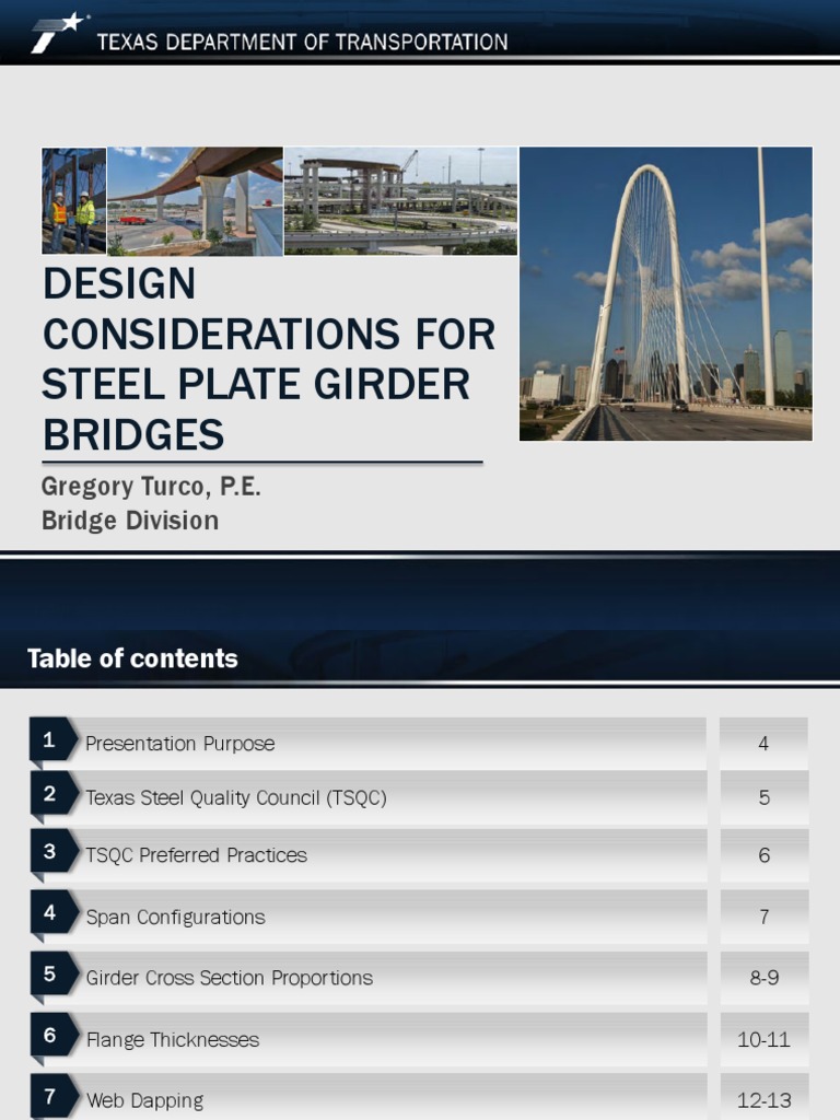 Design Considerations For Steel Plate Girder Bridges | PDF | Civil ...