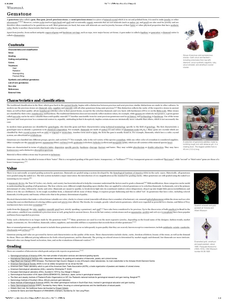 Gemstone - Wikipedia | PDF | Gemstone | Jewellery Components