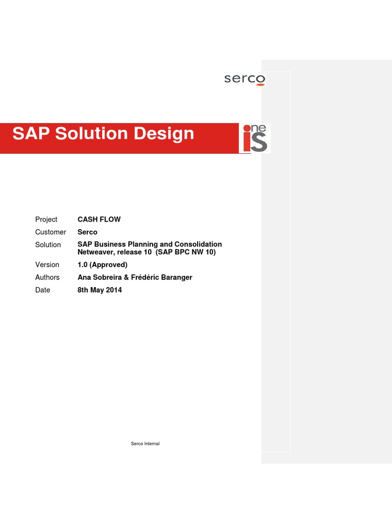 SAP Cash Flow Configuration Design Document - v1.0 - APPROVED | PDF | Revenue | Investing