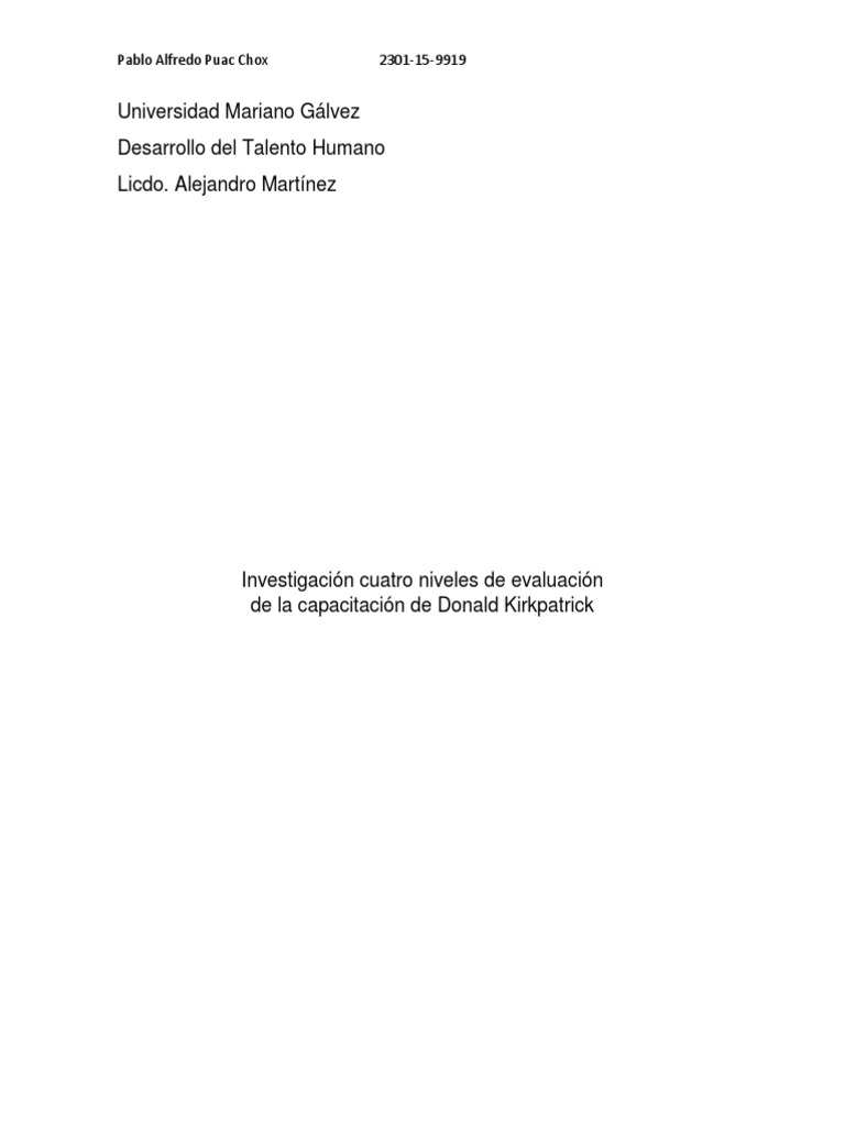 Cuatro Niveles de Evaluación Kirkpatrick | PDF | Aprendizaje ...