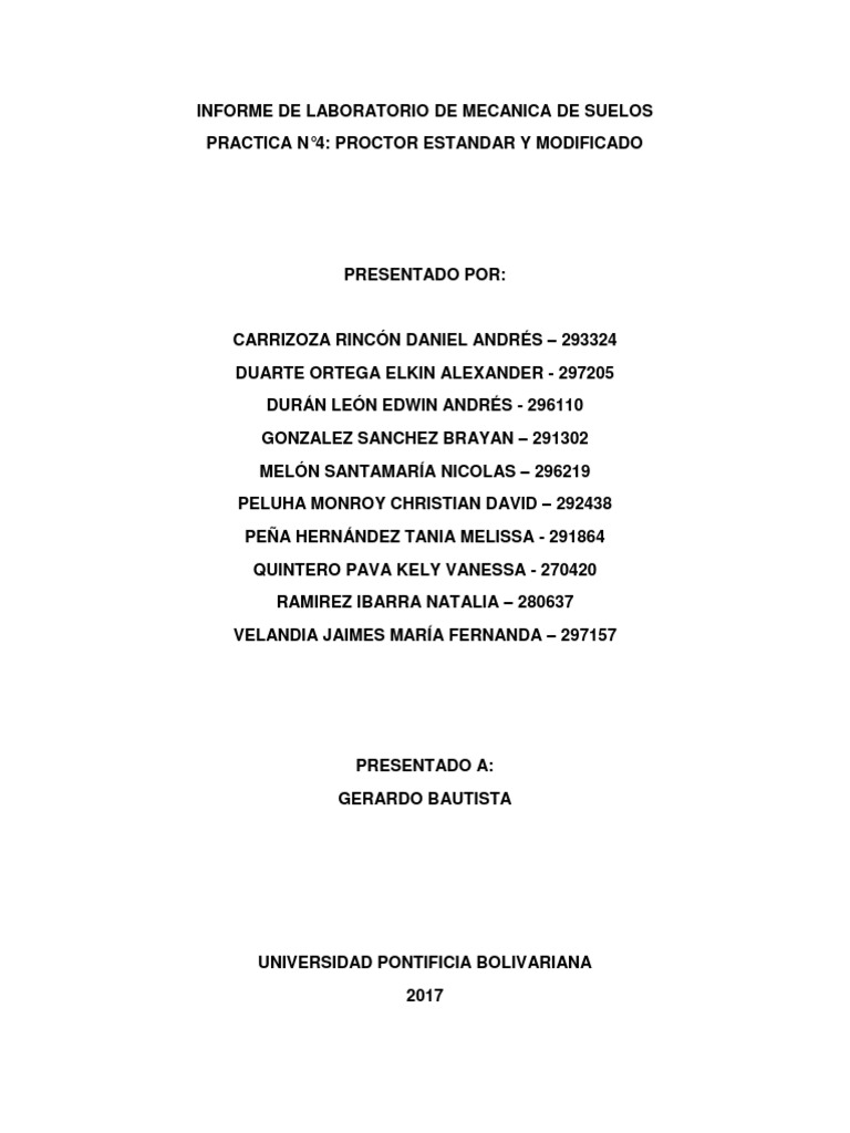 INFORME de Proctor Estandar y Modificado | PDF | Suelo | Agua