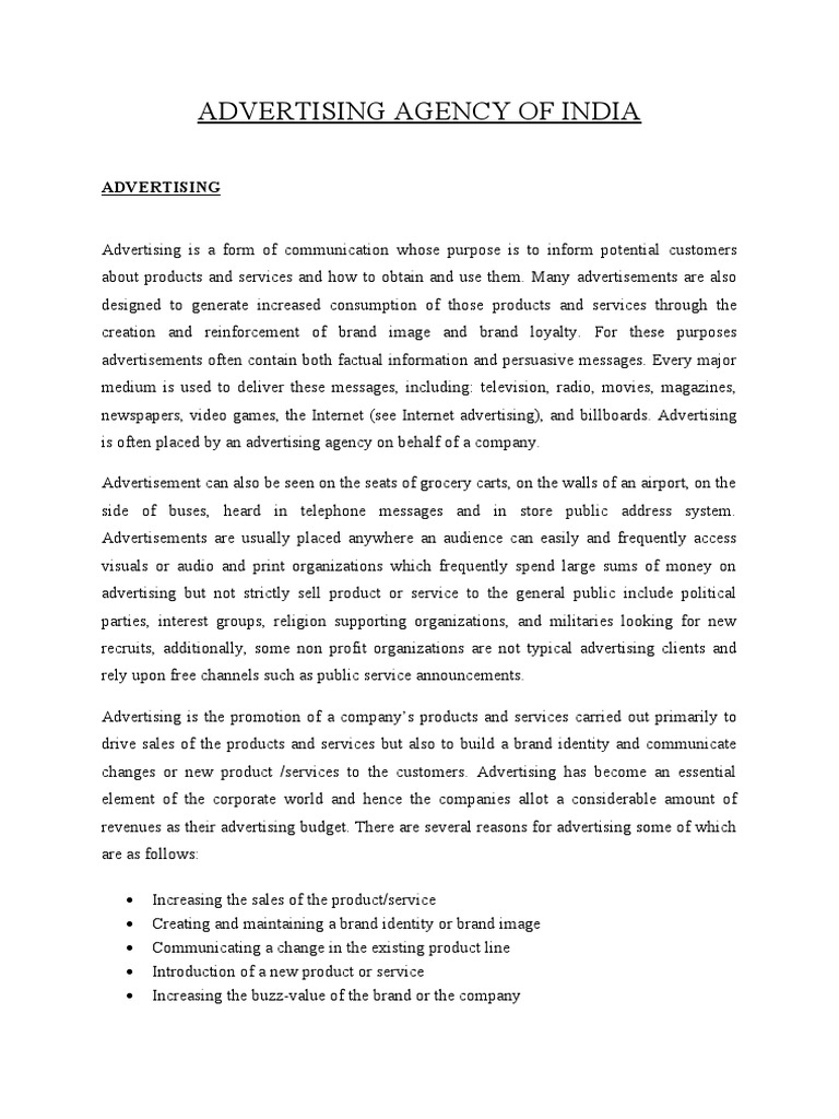 Advertising Agency of India | PDF | Advertising | Brand