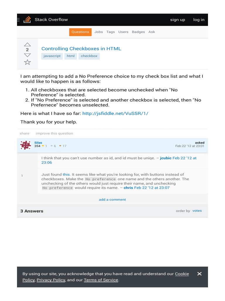 Controlling Checkboxes In Html Pdf Cookie Areas Of Computer 3031