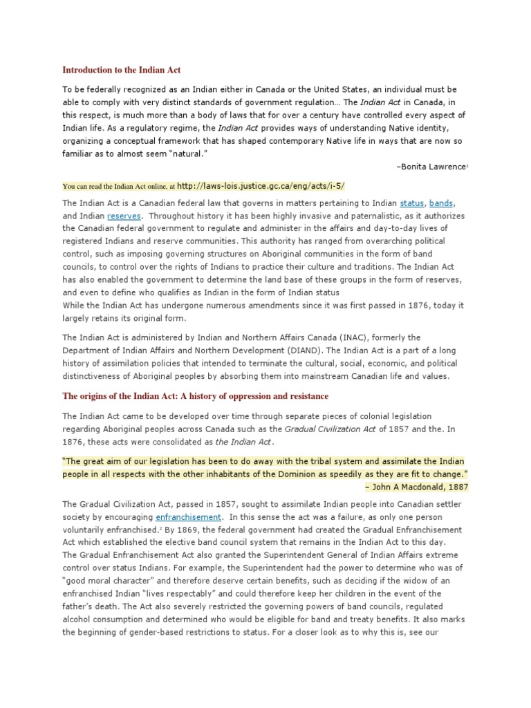 Understanding Canada's Indian Act | PDF | First Nations | Canada