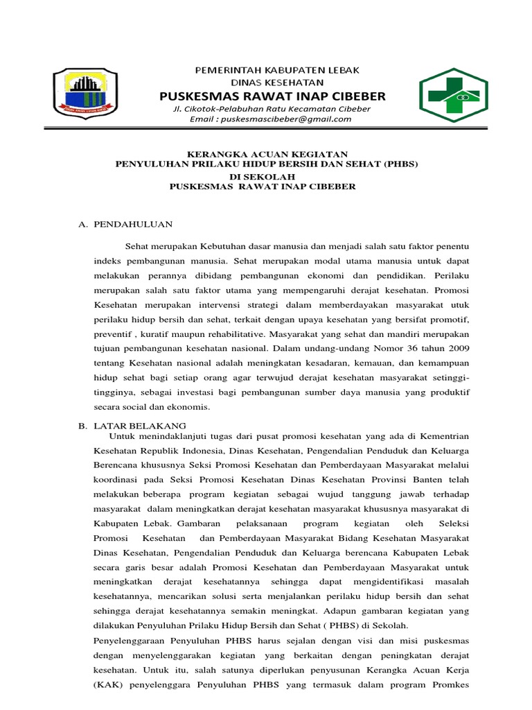 Kak Penyuluhan Phbs Di Sekolah | PDF